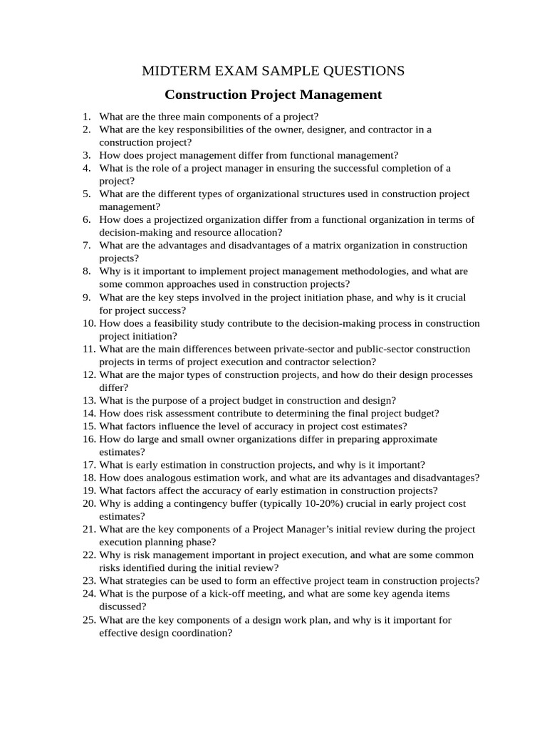 CPM Midterm Exam Questions | PDF | Project Management | Business