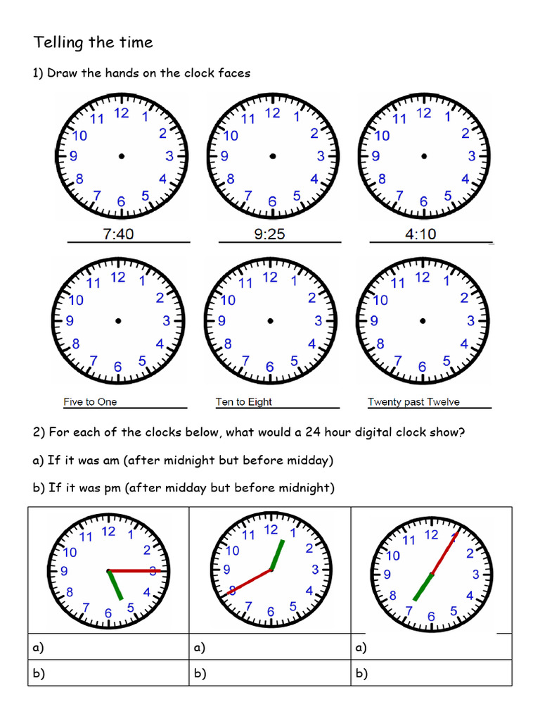 Teaching Time: Clock Exercises | PDF