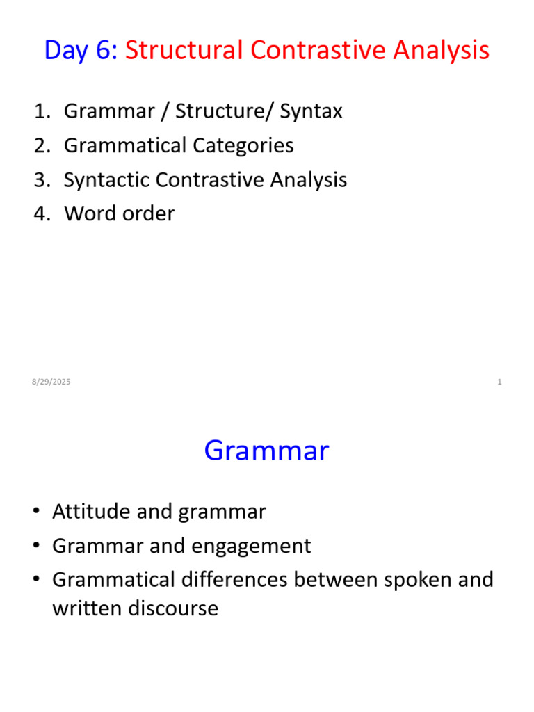 Structural Contrastive Analysis in Grammar | PDF | Phrase | Grammar