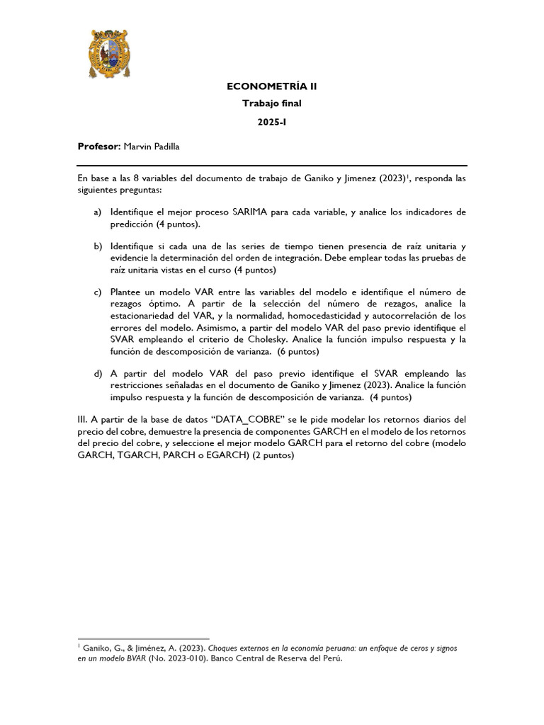 Trabajo Final Econometria II | PDF
