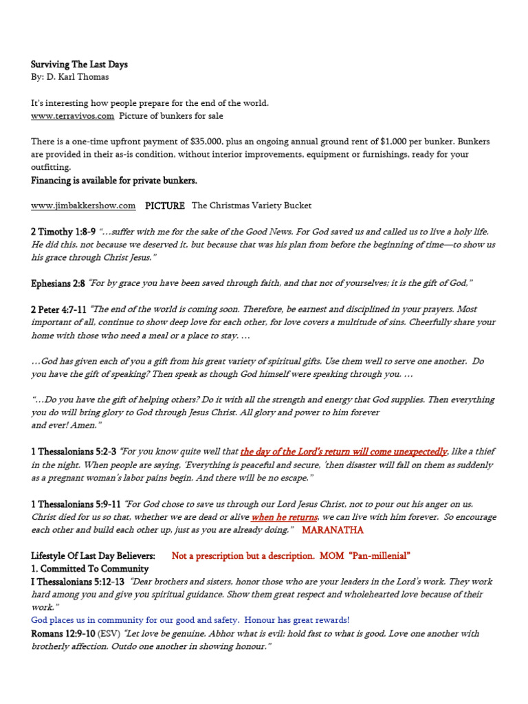 490 Surviving The Last Days | PDF | God In Christianity | Prayer