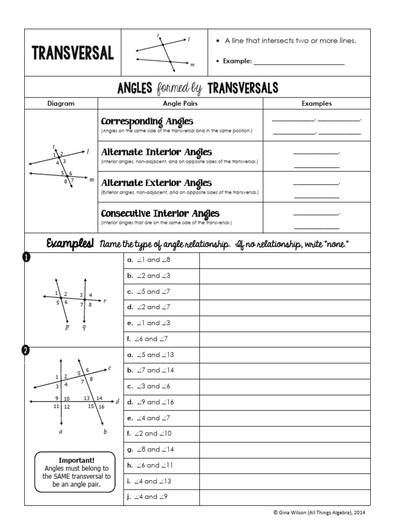 Transverse Lines | PDF