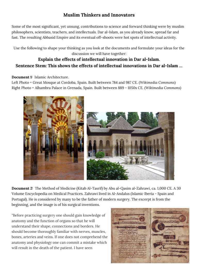 Muslim Thinkers and Innovators | PDF