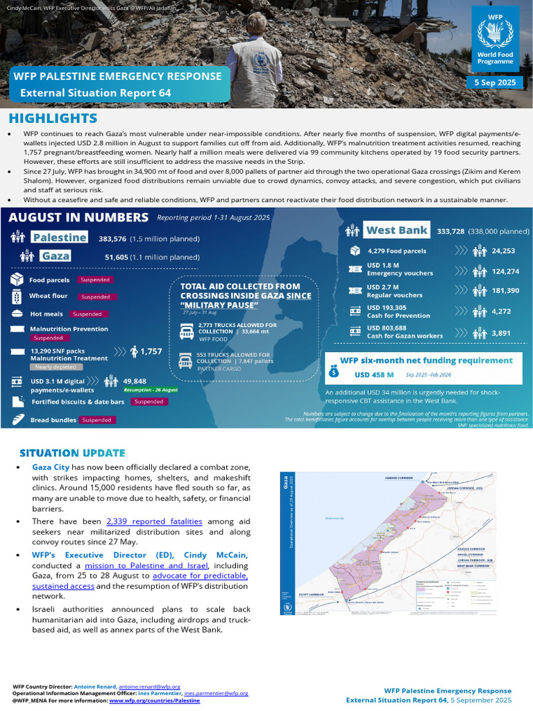 WFP Palestine Emergency Response External Situation Report 64 - 5 ...