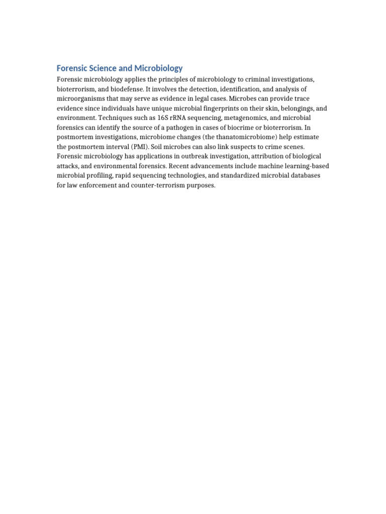 Forensic Microbiology in Crime Investigation | PDF