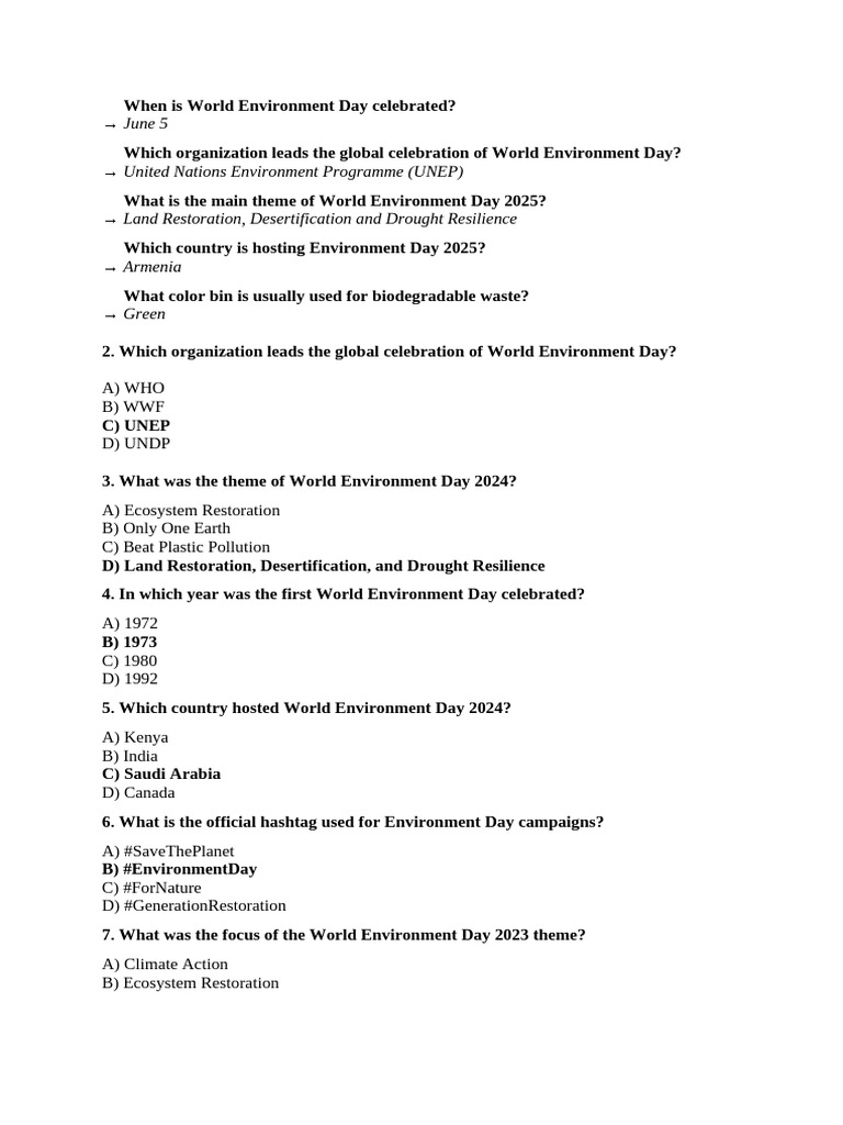 World Environment Day | PDF
