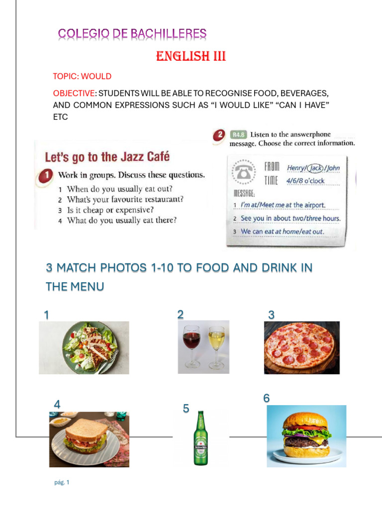 English III: Food and Beverage Expressions | PDF