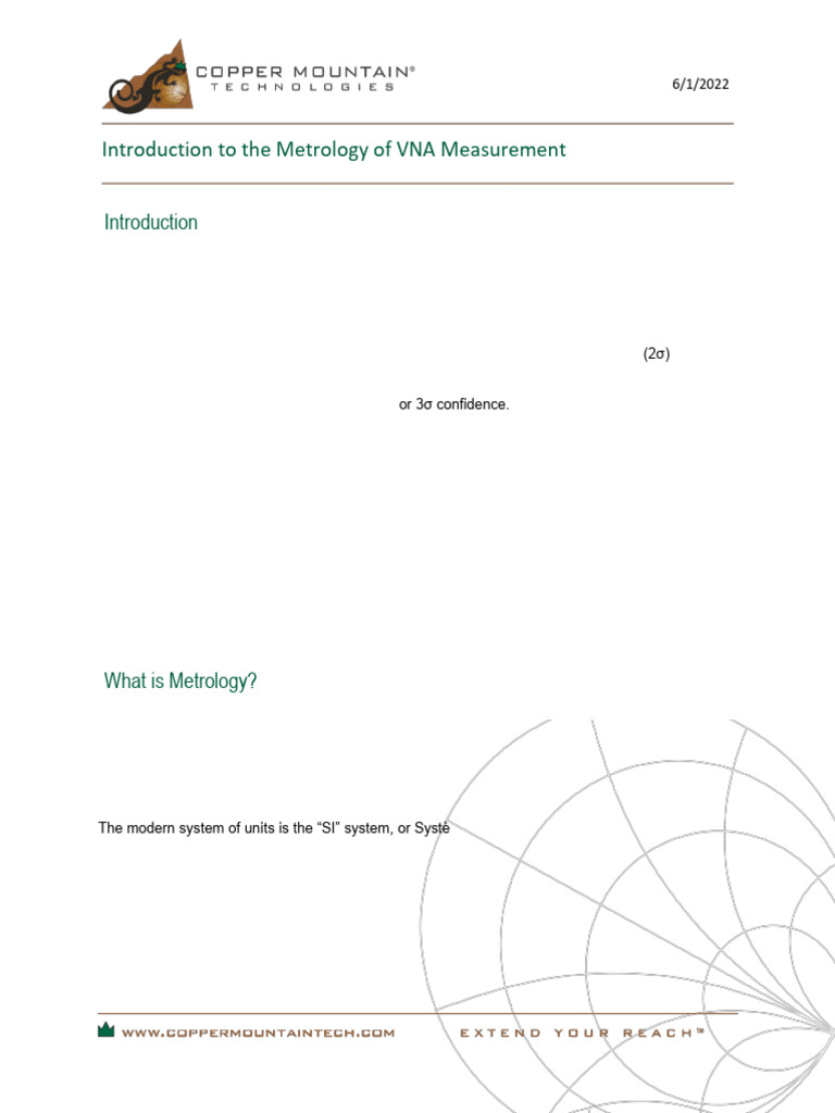 Introduction To The Metrology of VNA Measurement | PDF | Calibration | Kilogram