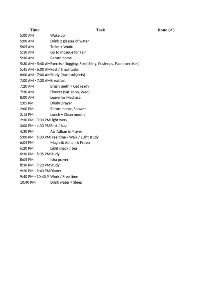 Daily Routine Checklist | PDF