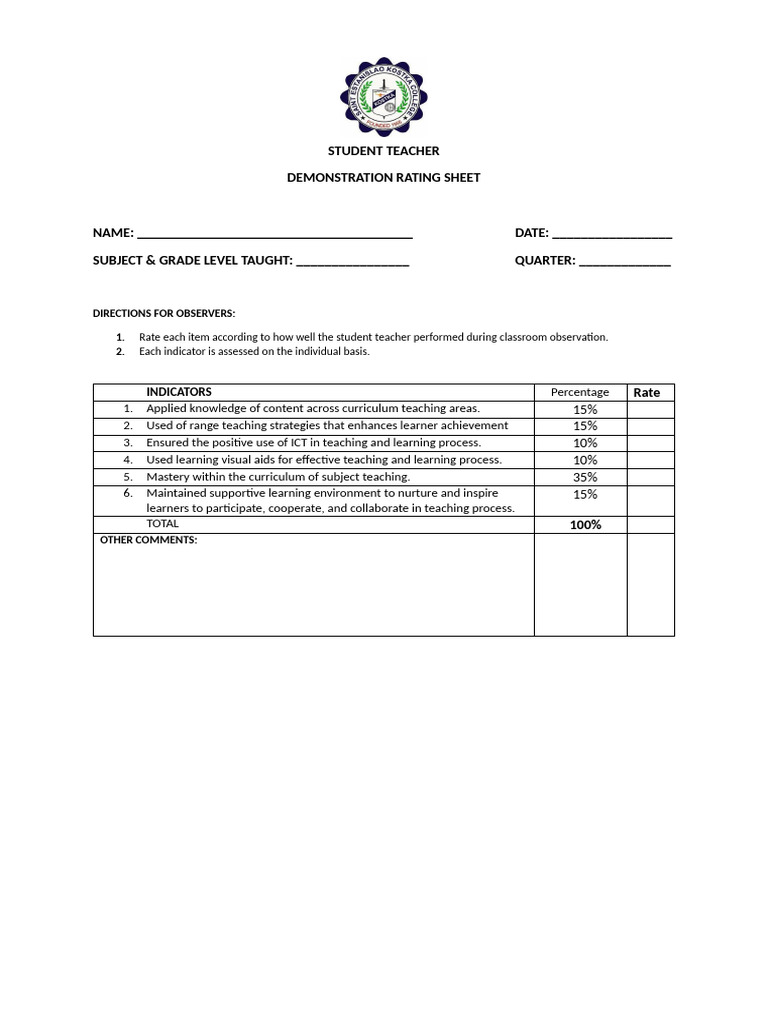 Rating Sheet | PDF