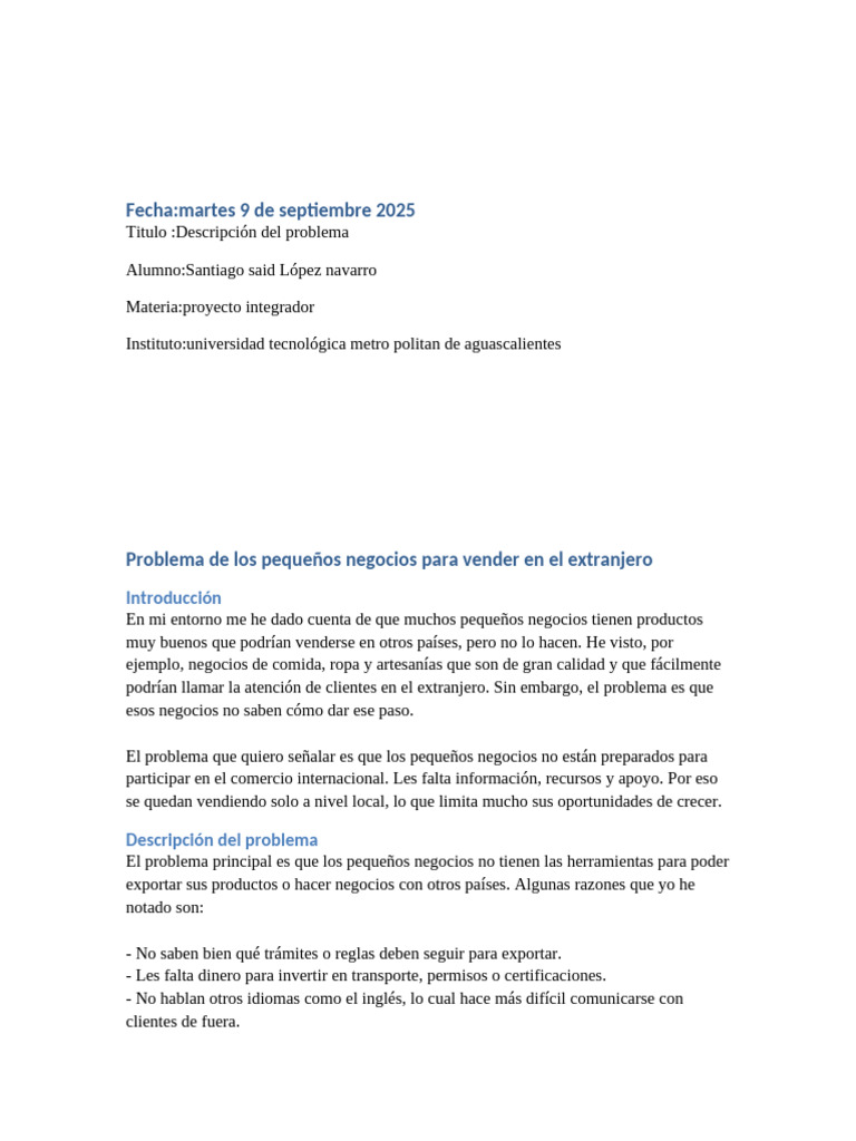 Problema PYMES Negocios Personal | PDF | Exportaciones | El comercio ...