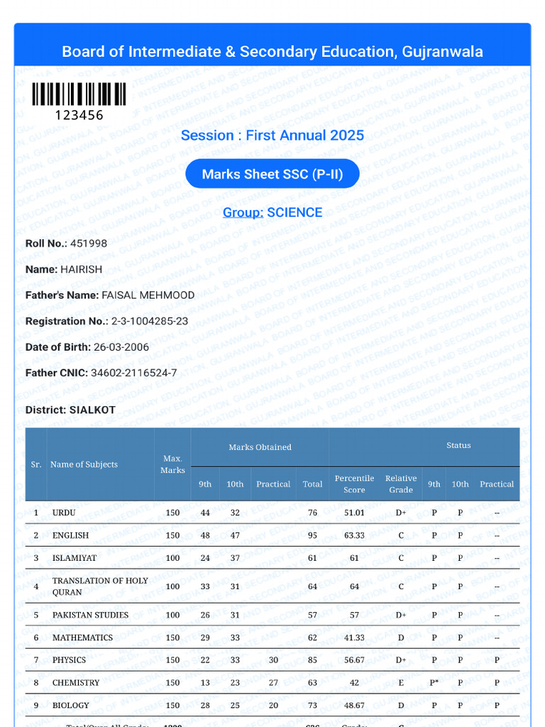 Result Card | PDF