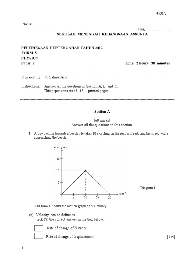 SPM 2009 Physics Paper 2 Exam | PDF | Lens (Optics) | Physics