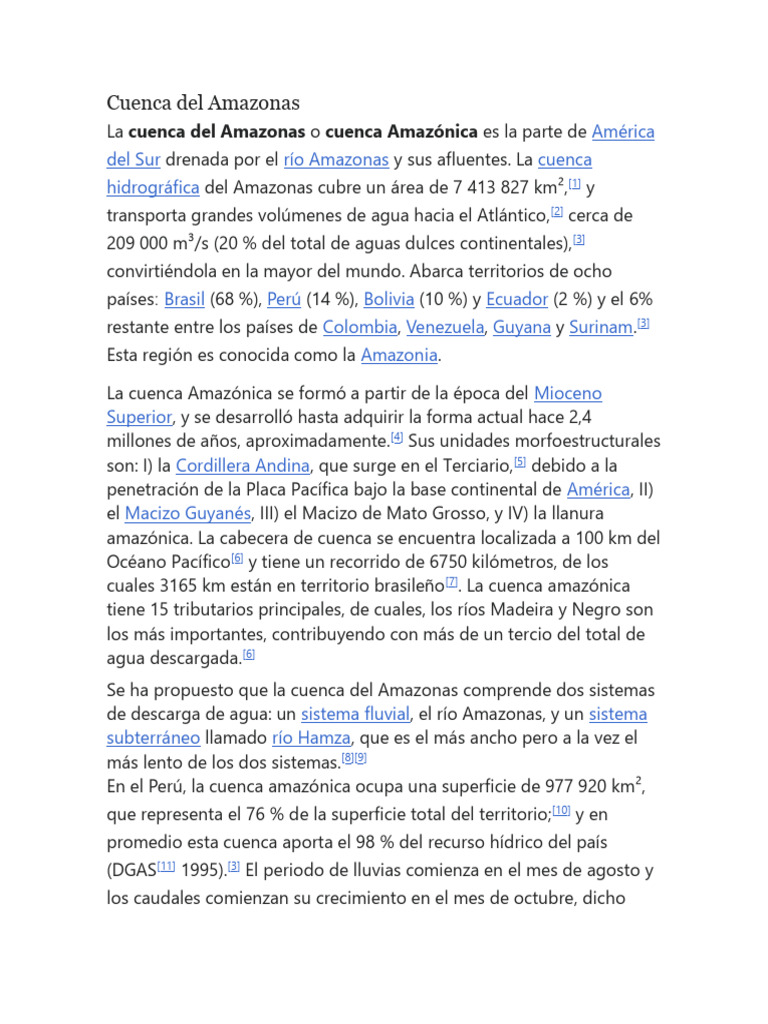 Cuenca del Amazonas: Datos y Características | PDF | Ciencias de la ...