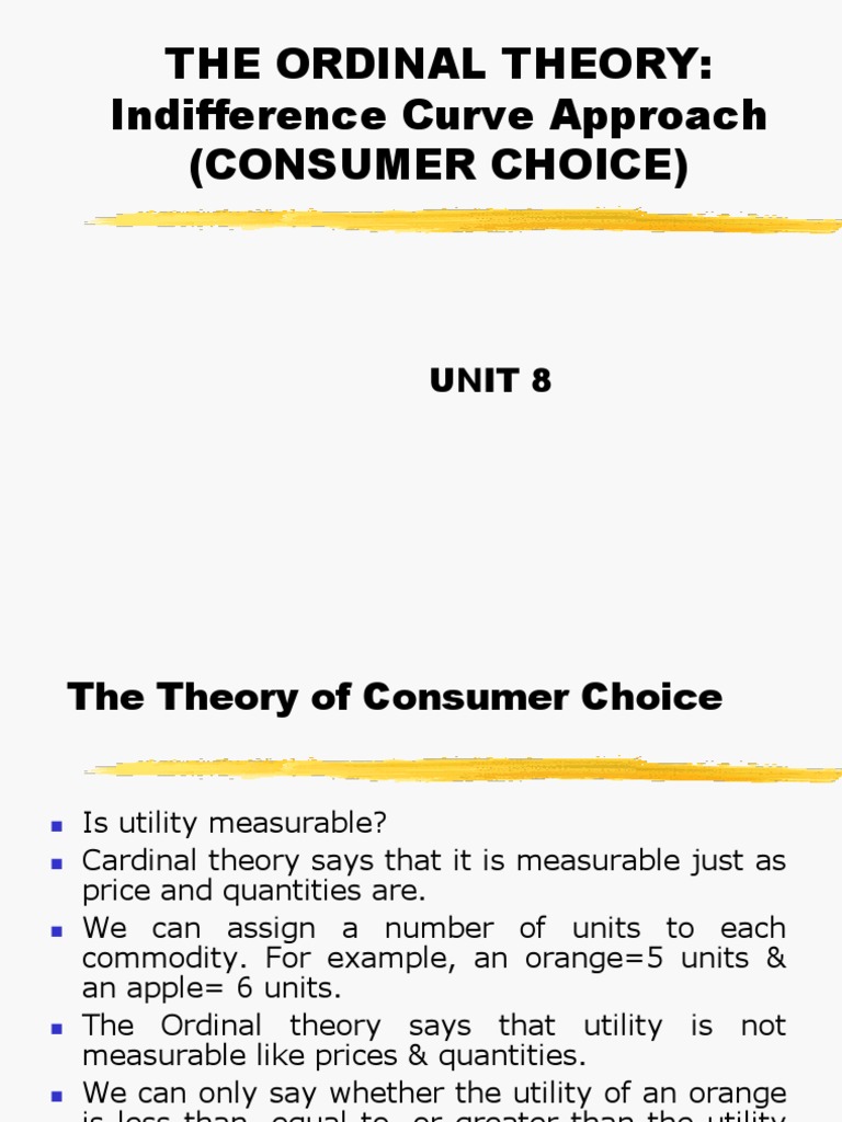 The Ordinal Theory: Indifference Curve Approach (Consumer Choice) | PDF ...