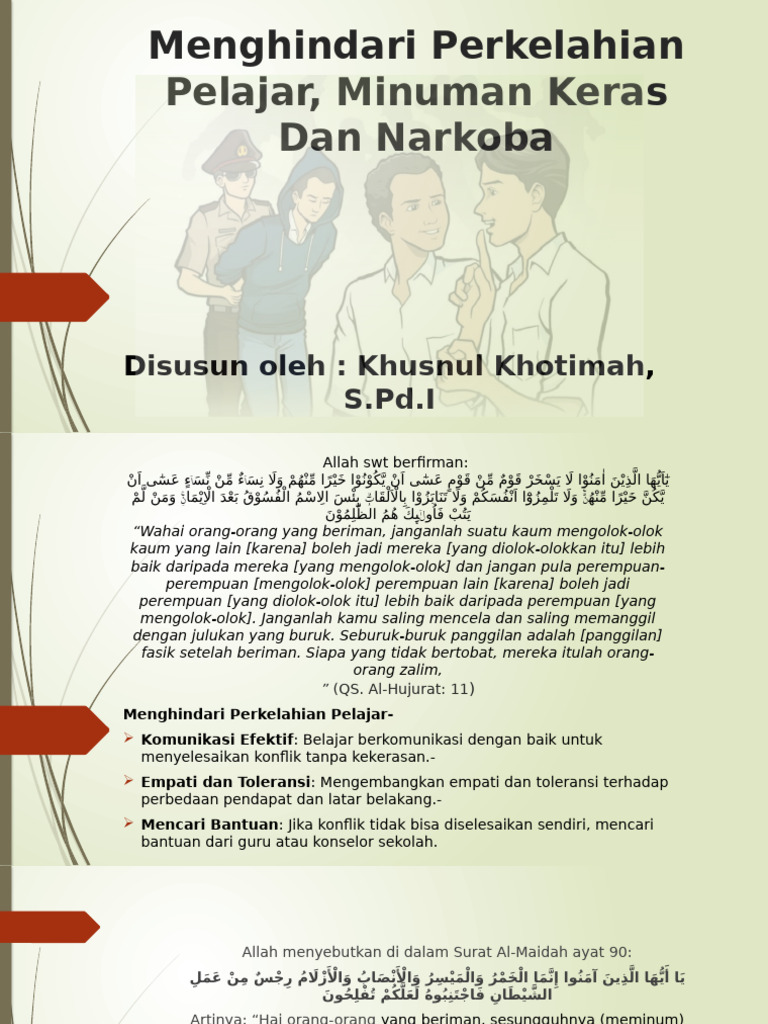 Menghindari Perkelahian Pelajar, Minuman Keras Dan Narkoba | PDF