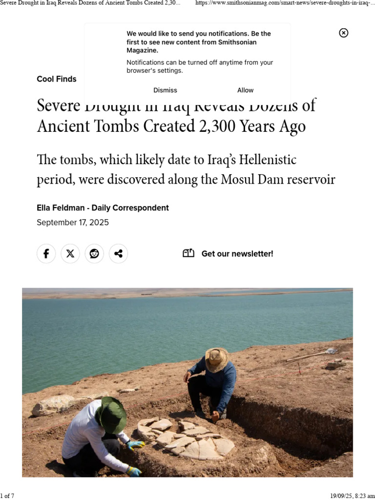 Drought Uncovers 40 Ancient Iraqi Tombs | PDF | Archaeology | Mosul