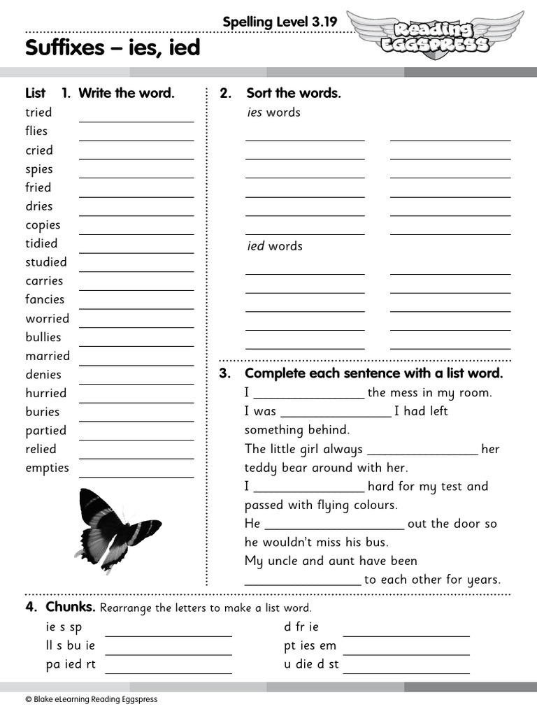 Activity Sheet Rex English Skills - Spelling Year 3 Lesson 19 | PDF ...