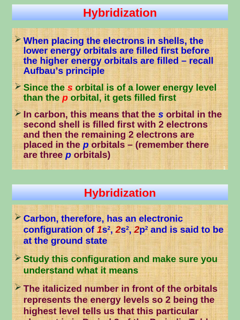 Chemistry 1B - Lecture 2 Hybridization & Molecular Geometry-1 | PDF ...