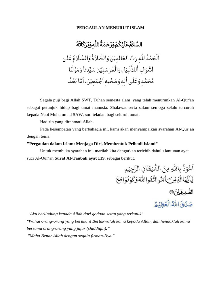 Pergaulan Islami: Menjaga Akhlak dan Iman | PDF