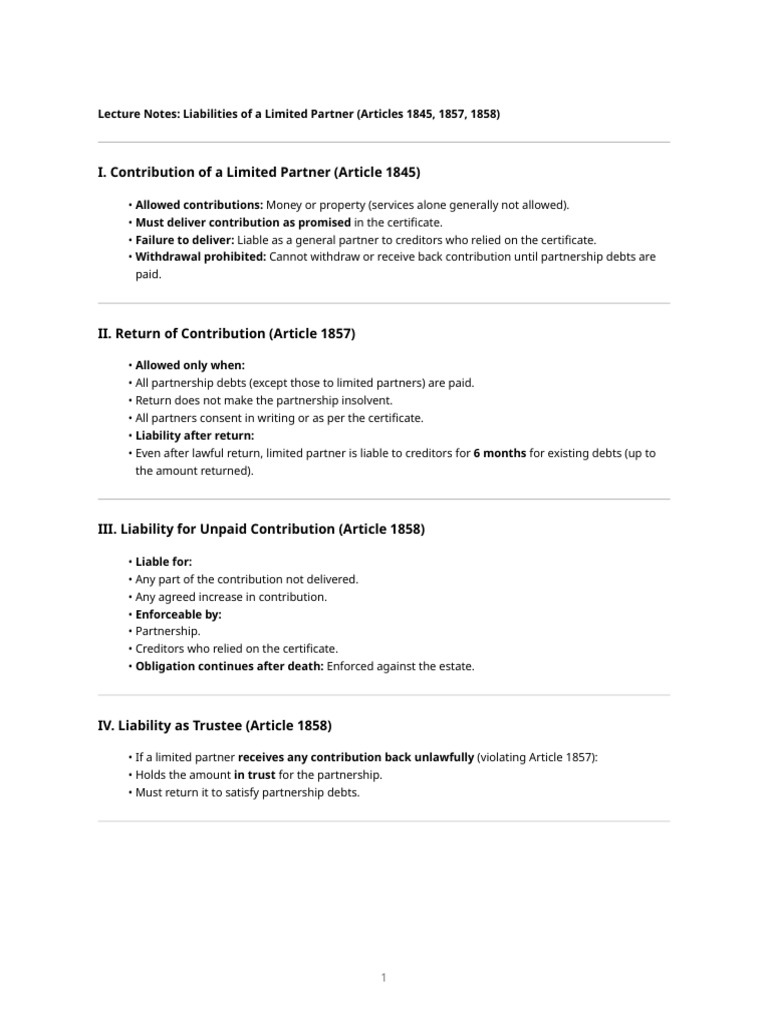 Limited Partner Liabilities | PDF
