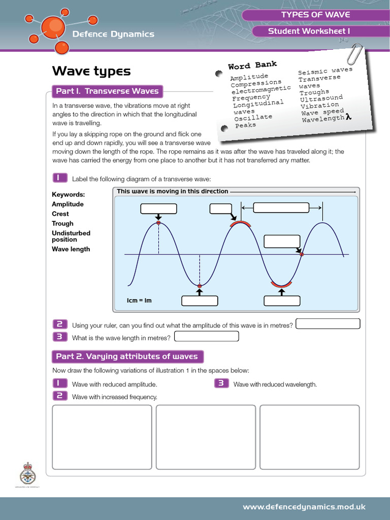 Wave Characteristics Worksheet | PDF | Waves | Frequency