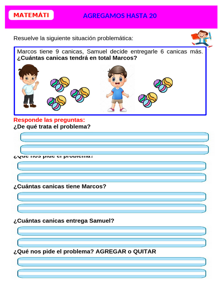 D2 A1 FICHA MAT Agregamos Hasta 20 | PDF