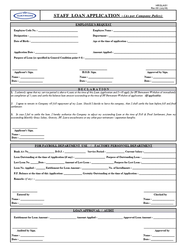 Staff Loan Application Form | PDF