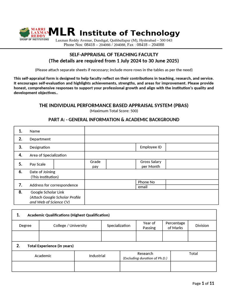 PBAS - 2025 - Revised - 28 July | PDF | Academia