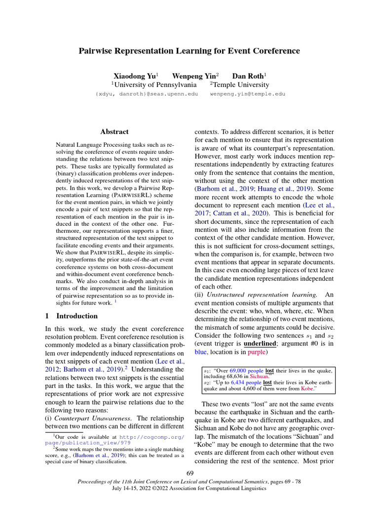 Pairwise Learning for Event Coreference | PDF | Cluster Analysis | Learning