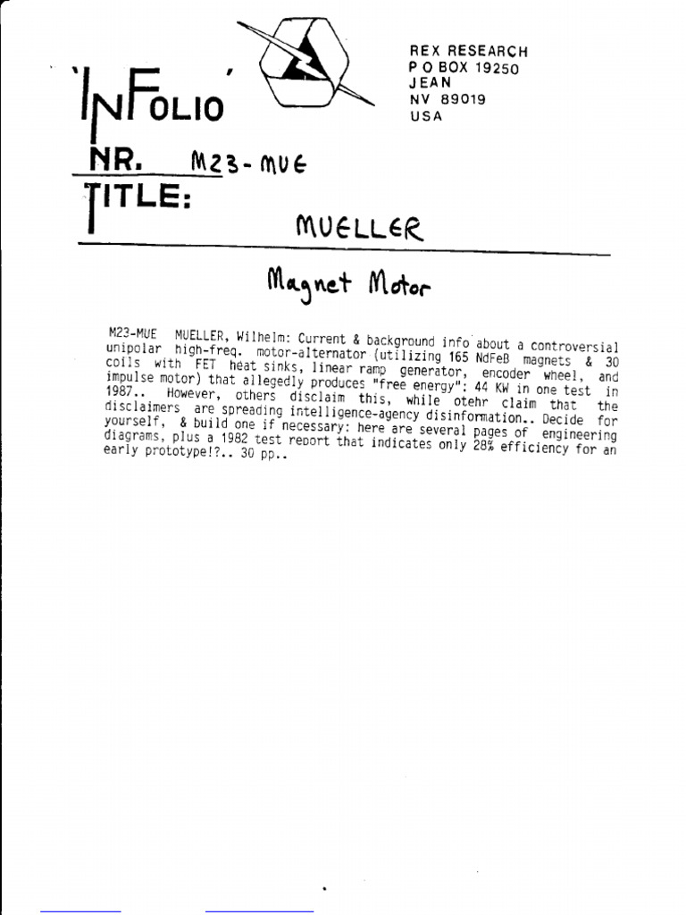 The Muller Engine - Free Energy Dynamo | PDF