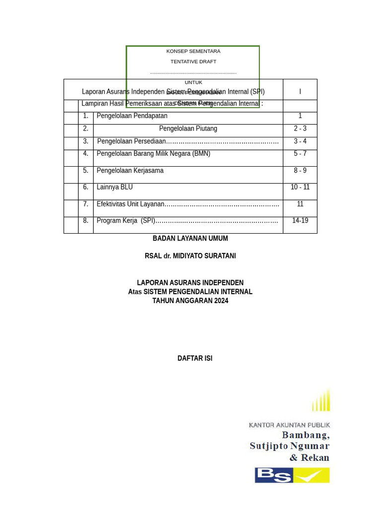Laporan Asurans SPI RSAL 2024 | PDF
