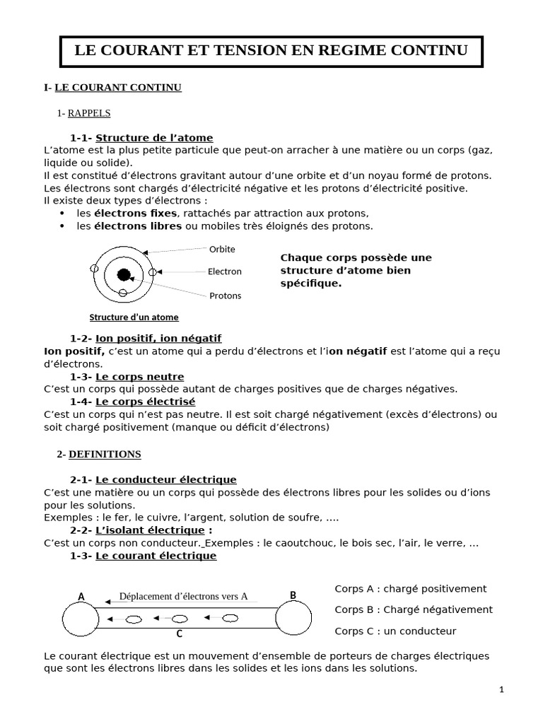 Tension VAB en Courant Continu | PDF | Tension électrique | Courant ...