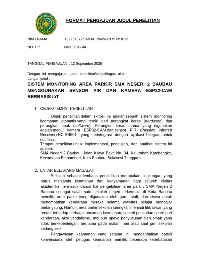 Format Pengajuan Judul Penelitian | PDF