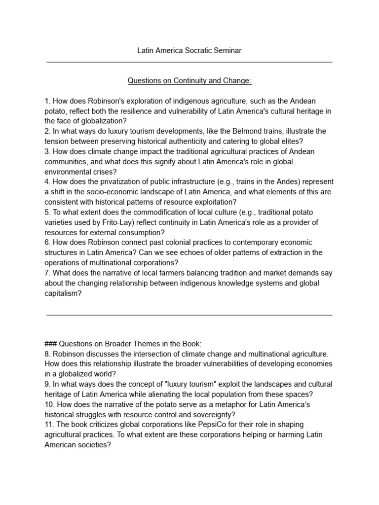 Latin America Socratic Seminar | PDF | Economies | Natural Environment