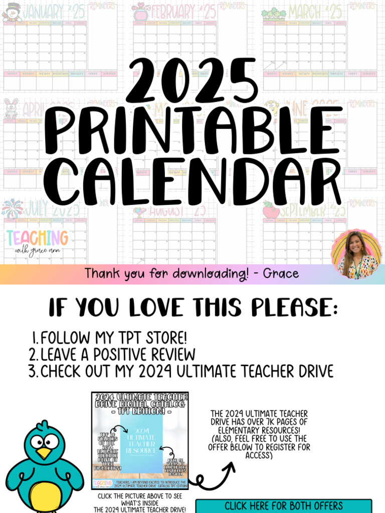 2025 Printable Teacher Calendar | PDF | License | Copyright