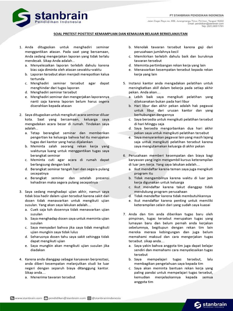 8 - Kemampuan Dan Kemauan Belajar Berkelanjutan - Soal | PDF