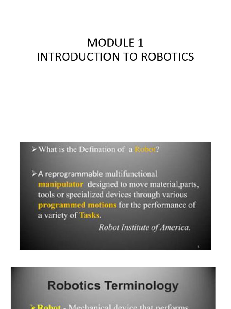 Module 1 Introduction Robotics | PDF