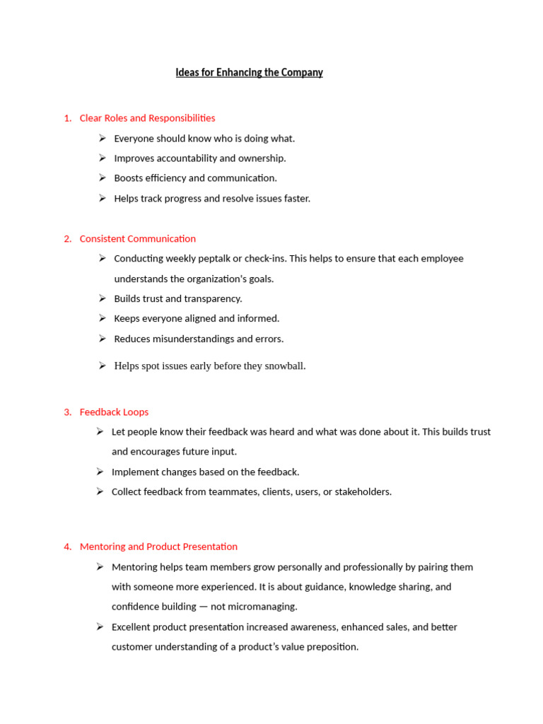 Ideas For Enhancing The Company | PDF
