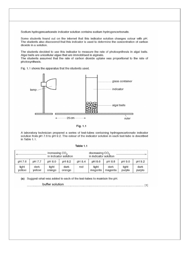 B13 (9700) Paper 5: Photosynthesis Experiment | PDF | Photosynthesis ...