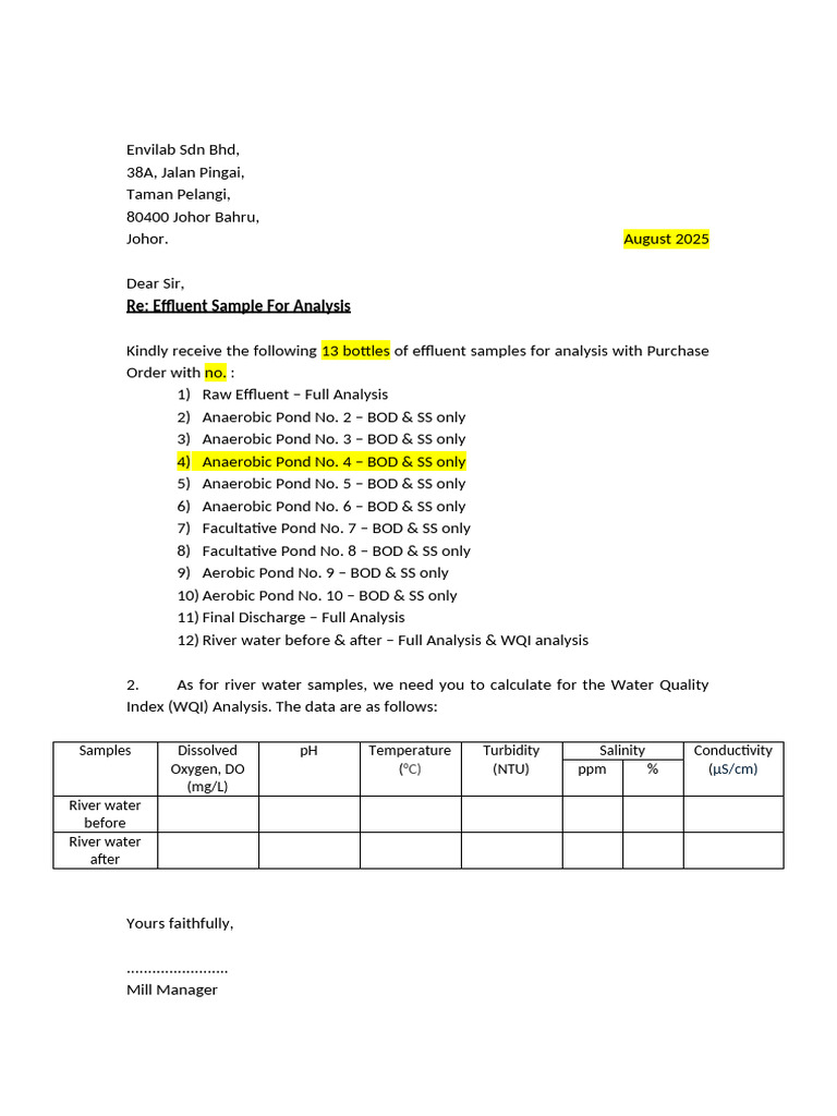 Surat Hantar Sample Bulanan - 082025 | PDF