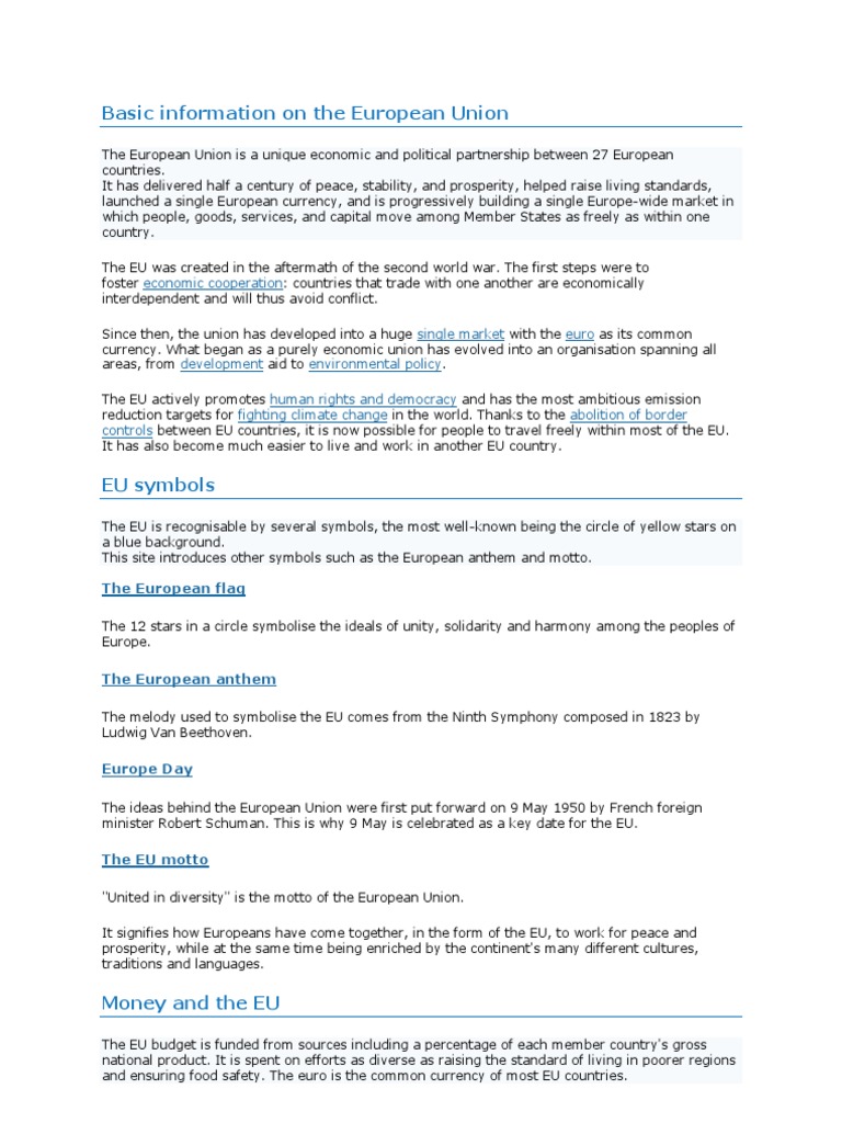Overview of the European Union | PDF | European Central Bank | European ...