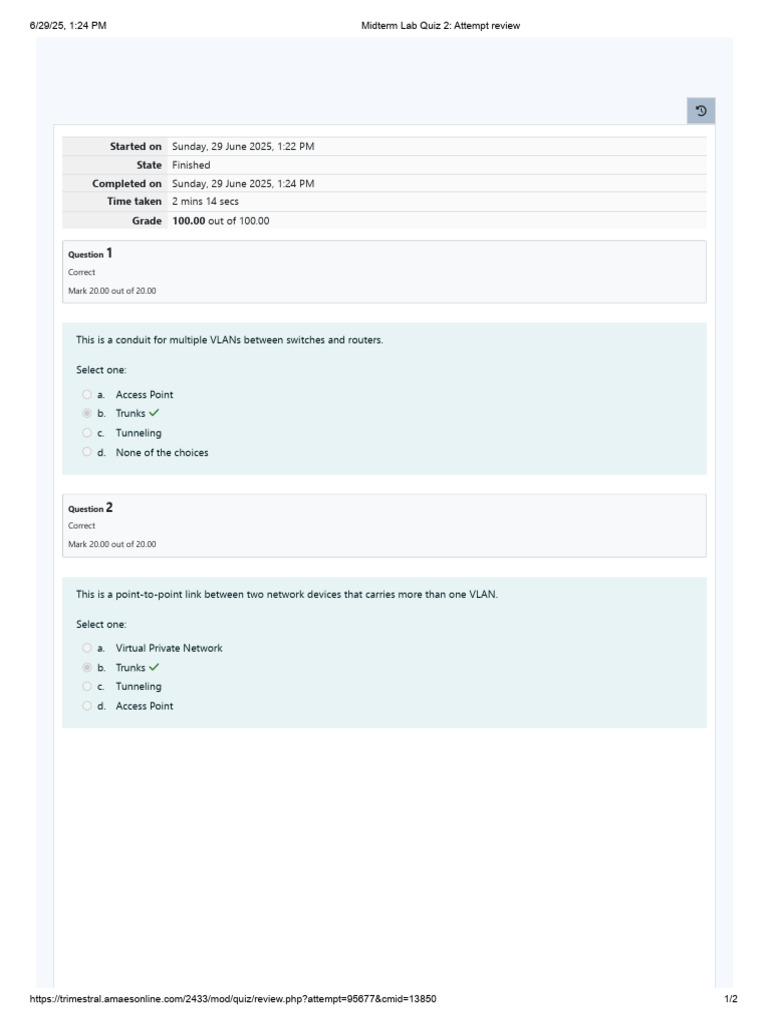 Midterm Lab Quiz 2 Results and Review | PDF | Network Switch ...