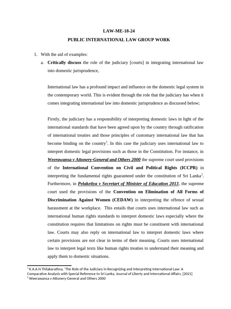 Public International Law Group Work | PDF | International Law | Human ...