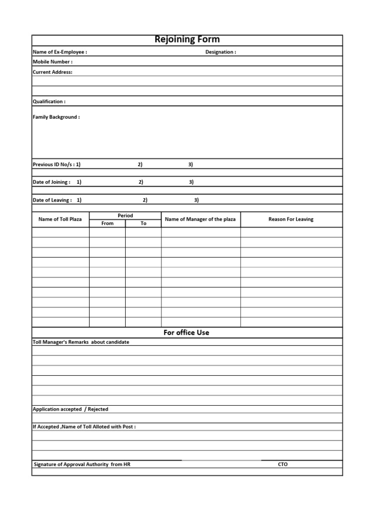 Application For Rejoining Form | PDF