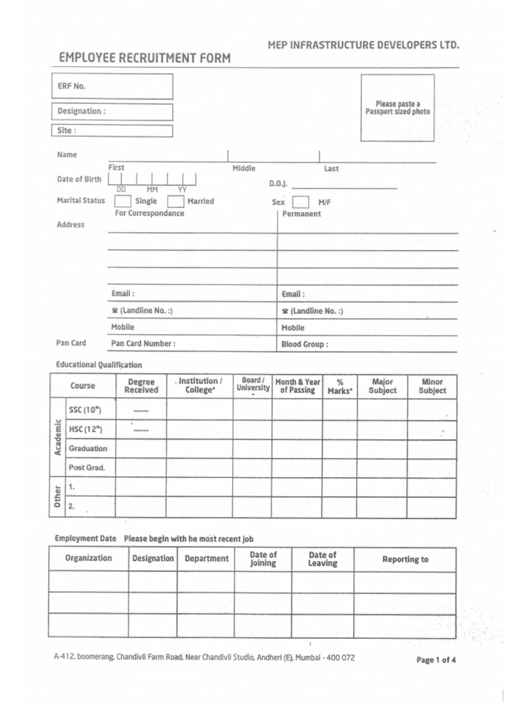 Application For Emplyee Recruitment | PDF
