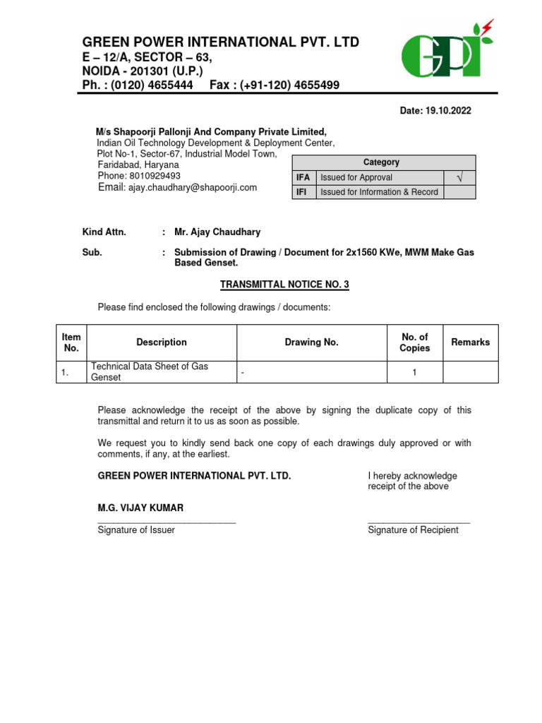 Data Sheet of Gas Genset | PDF | Electricity | Electrical Engineering