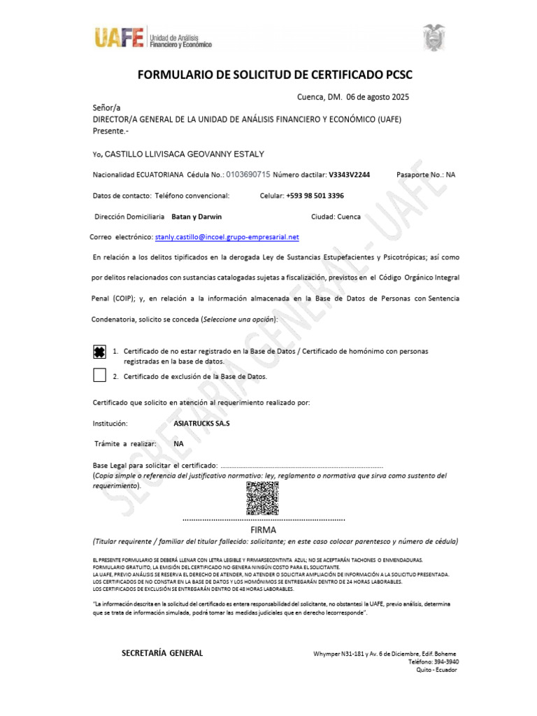K Formulario Uafe (1) Signed | PDF