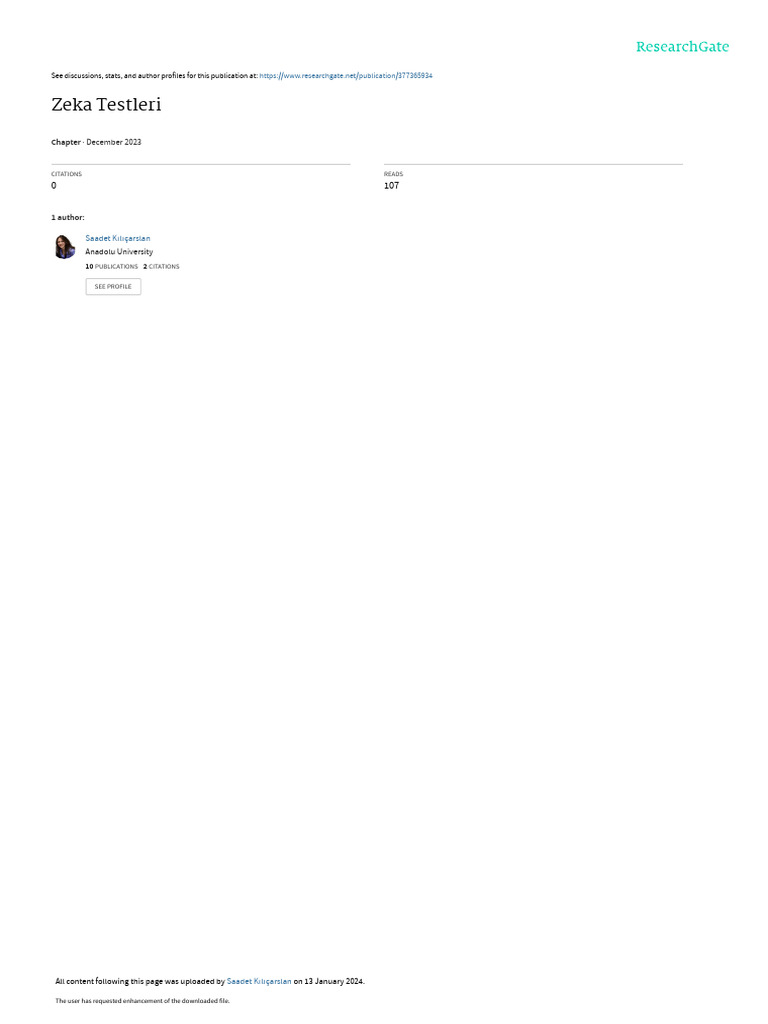 Zeka Testleri: An Overview | PDF