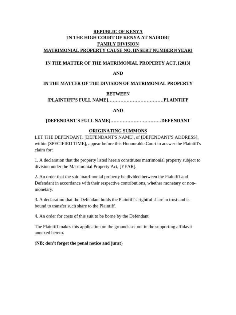 Matrimonial Property Cause | PDF | Social Institutions | Common Law